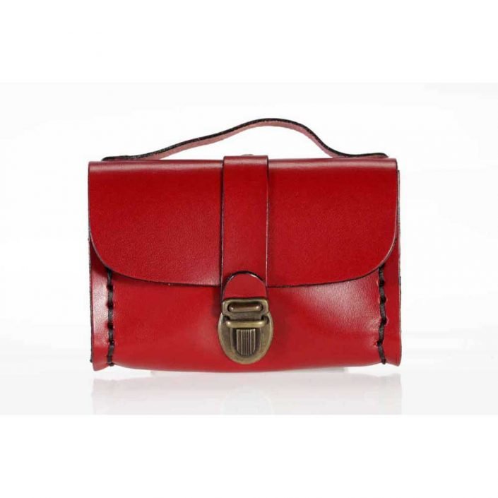 Porte monnaie en cuir rouge de type "Cartable" - Cuirs Ney